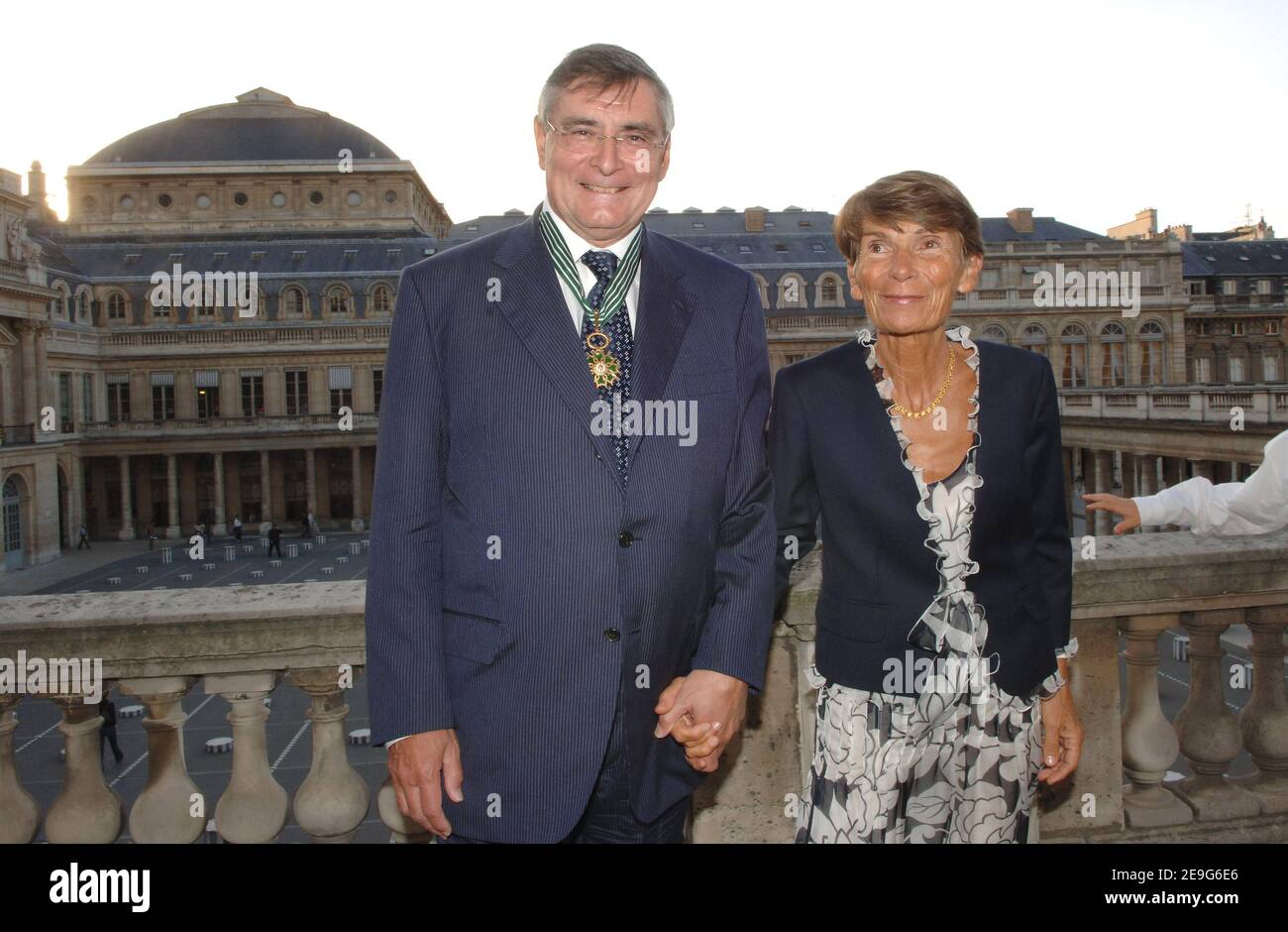French CEO of Saint-Gobain Jean-Louis Beffa with his wife is honored as ...