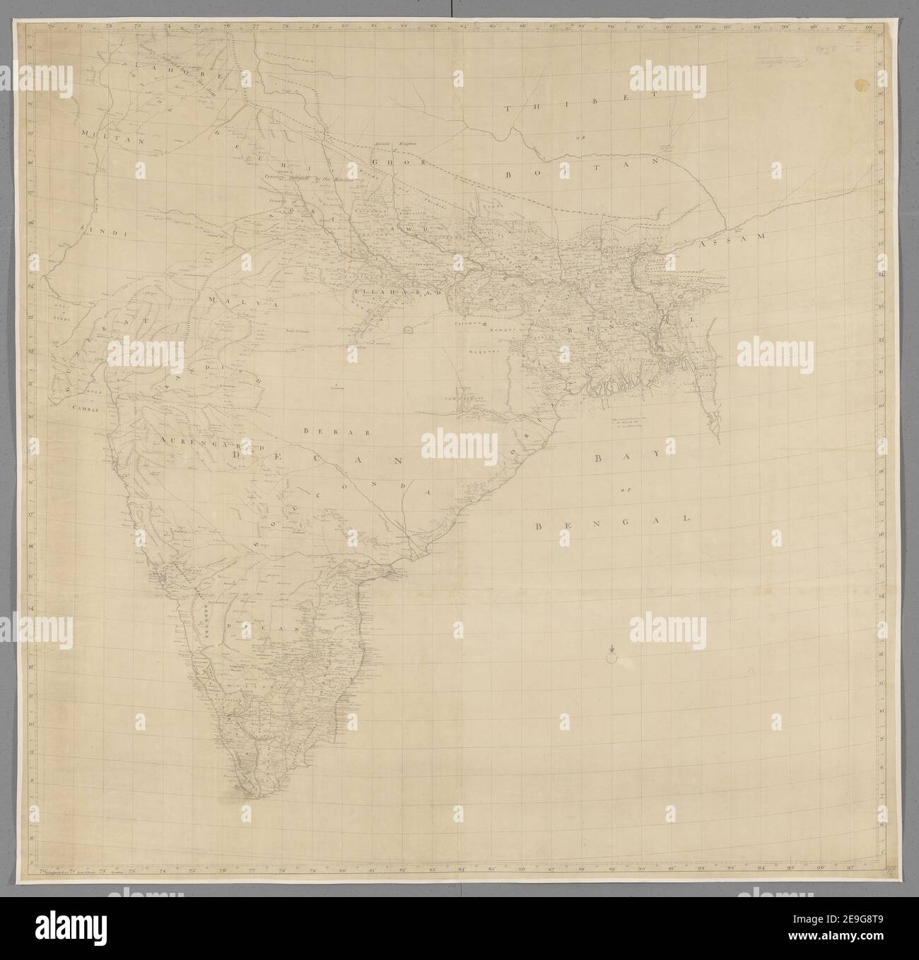 A hand drawn map of India . Map information: Title: [A hand drawn map ...