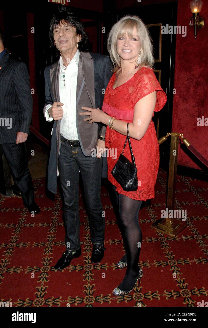 Ron Wood and his wife Jo Wood attend 'The Departed' premiere, held at ...