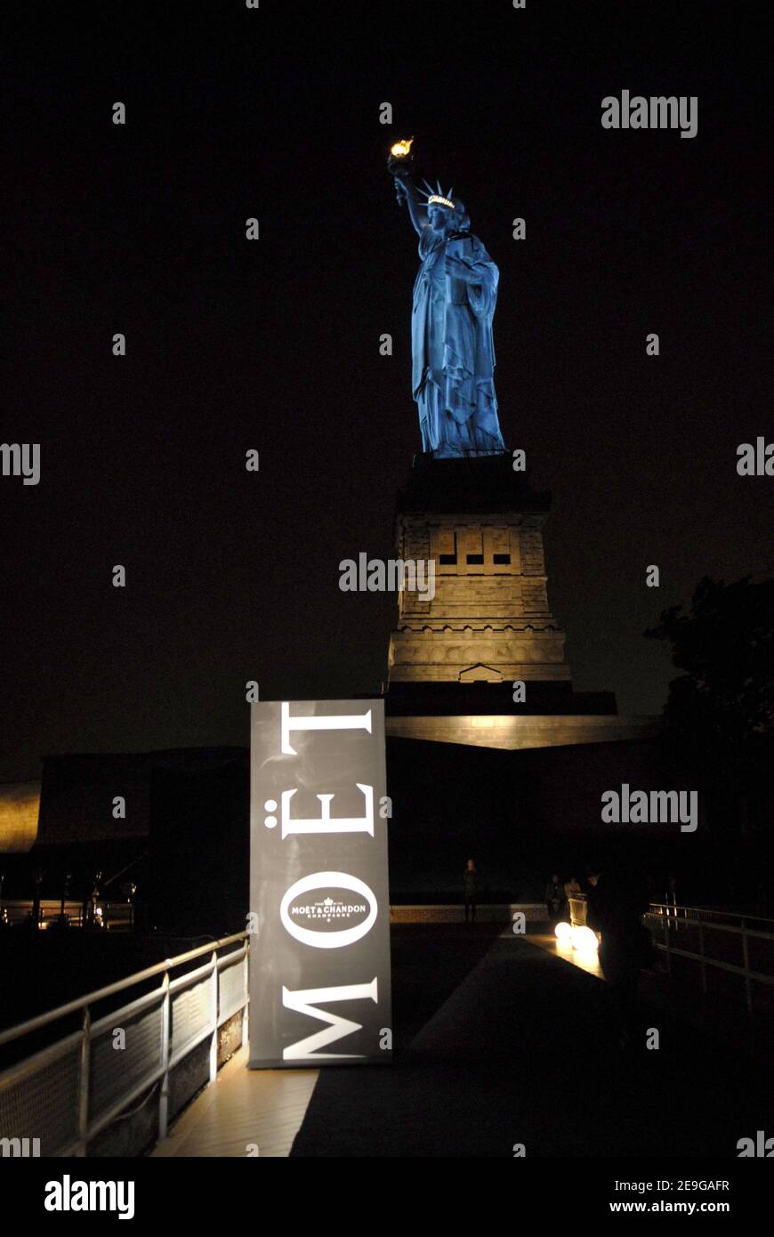 Lady Liberty during the Statue of Liberty Lighting Ceremony at the Moet ...
