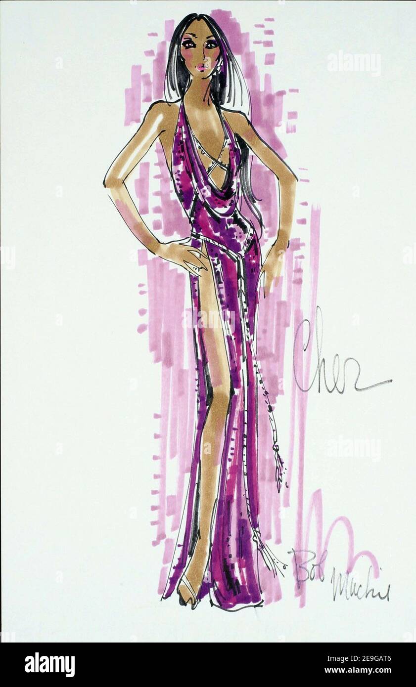 Chers Private Collection To Be Auctioned At Sothebys Bob Mackie Wing Dress Design Sketch Est