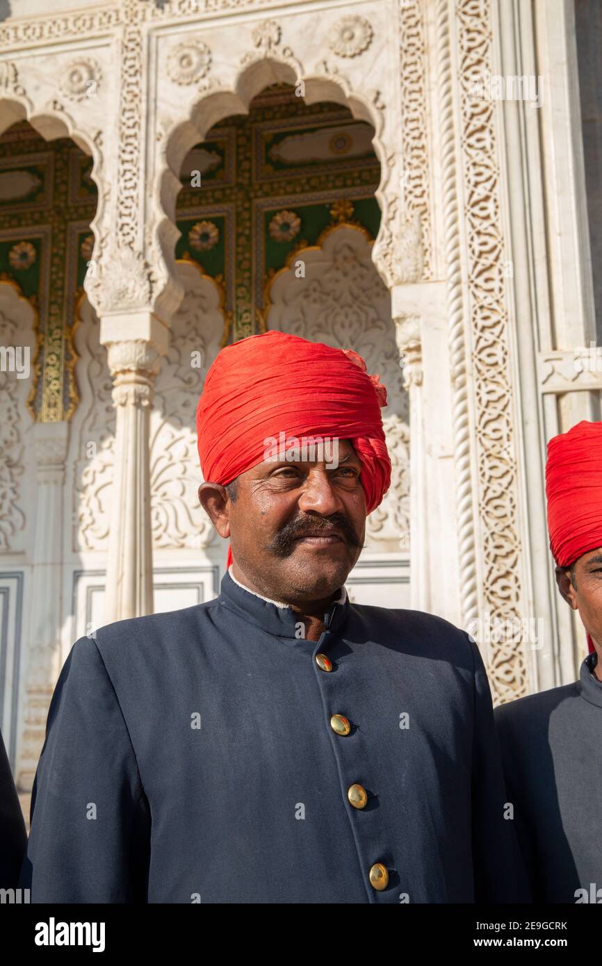 India Jaipur Guards In Traditional Uniform at the CIty Palace Stock ...