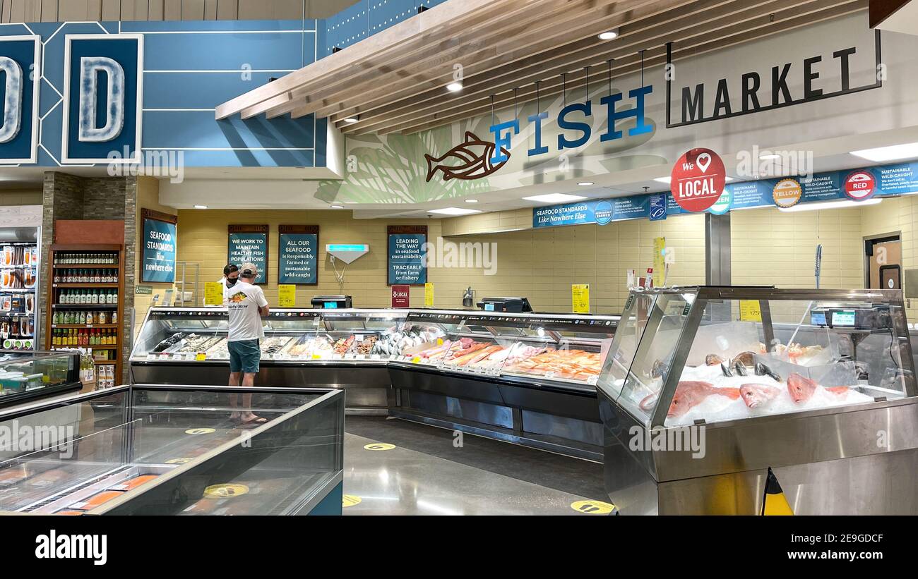 Orlando,FL USA - January 24, 2021: The seafood department of a Whole ...