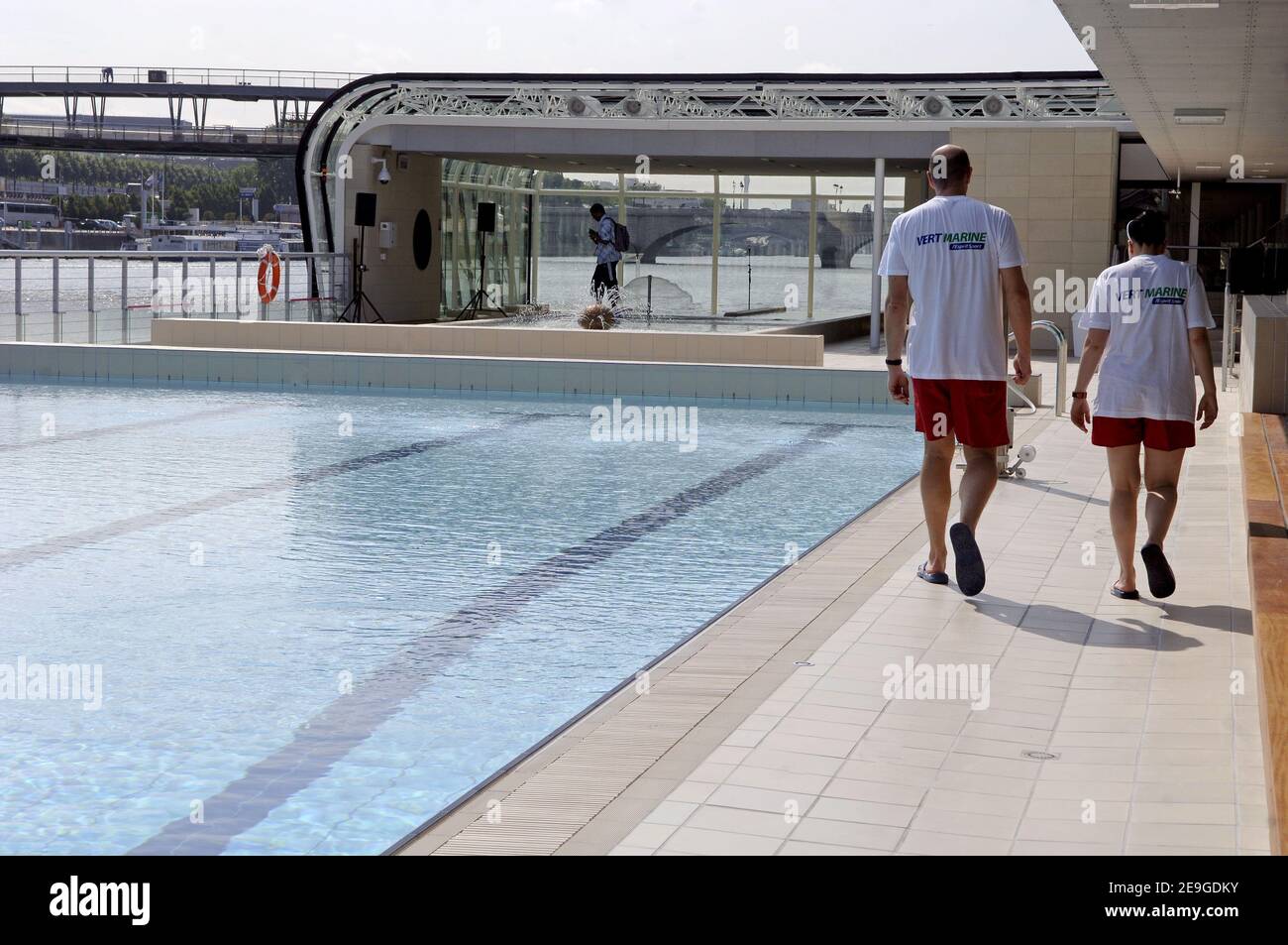 Opening of the new swimming pool floating on the Seine, in the 13th ...