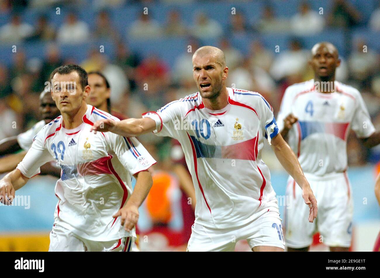 France's Zinedine Zidane and Willy Sagnol during the World Cup 2006 ...