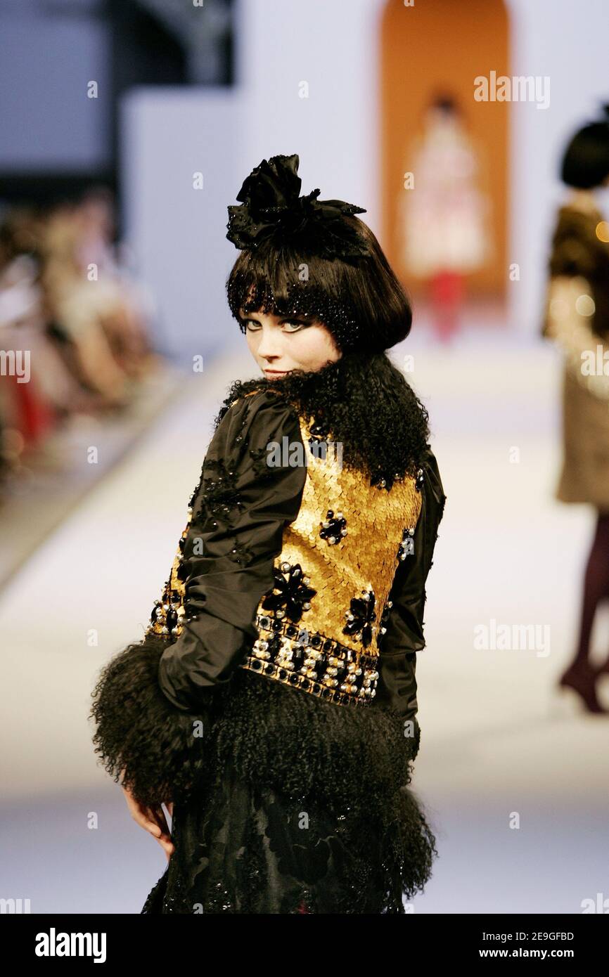 A model displays a creation by French designer Christian Lacroix for ...
