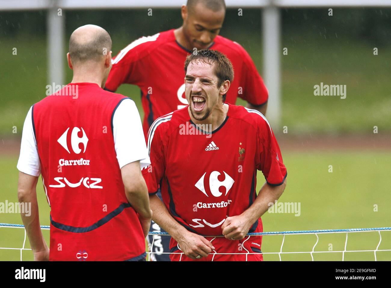 France's Zinedine Zidane, Franck Ribery and Thierry Henry during a last ...