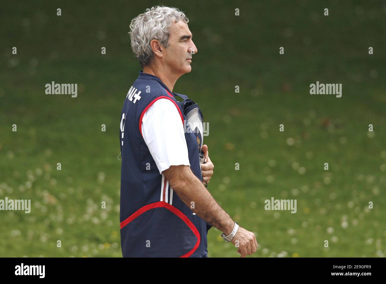 France's coach Raymond Domenech during a last training session at the ...