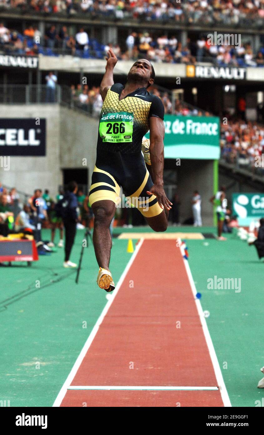 US' Dwight Phillips competes on Long Jump Men during the Athletics ...