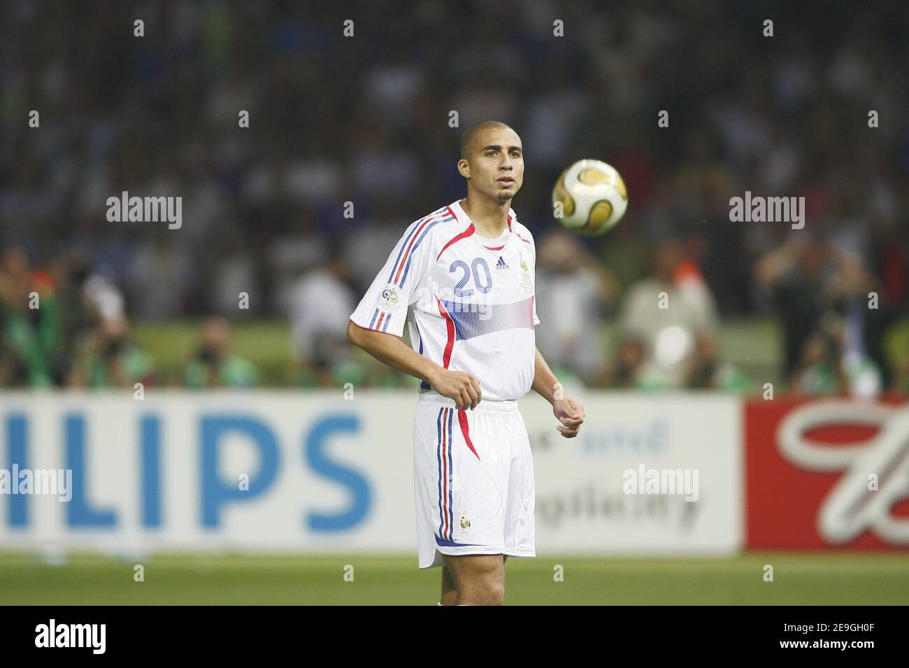 France's David Trezeguet sees his penalty come back off the cross bar ...