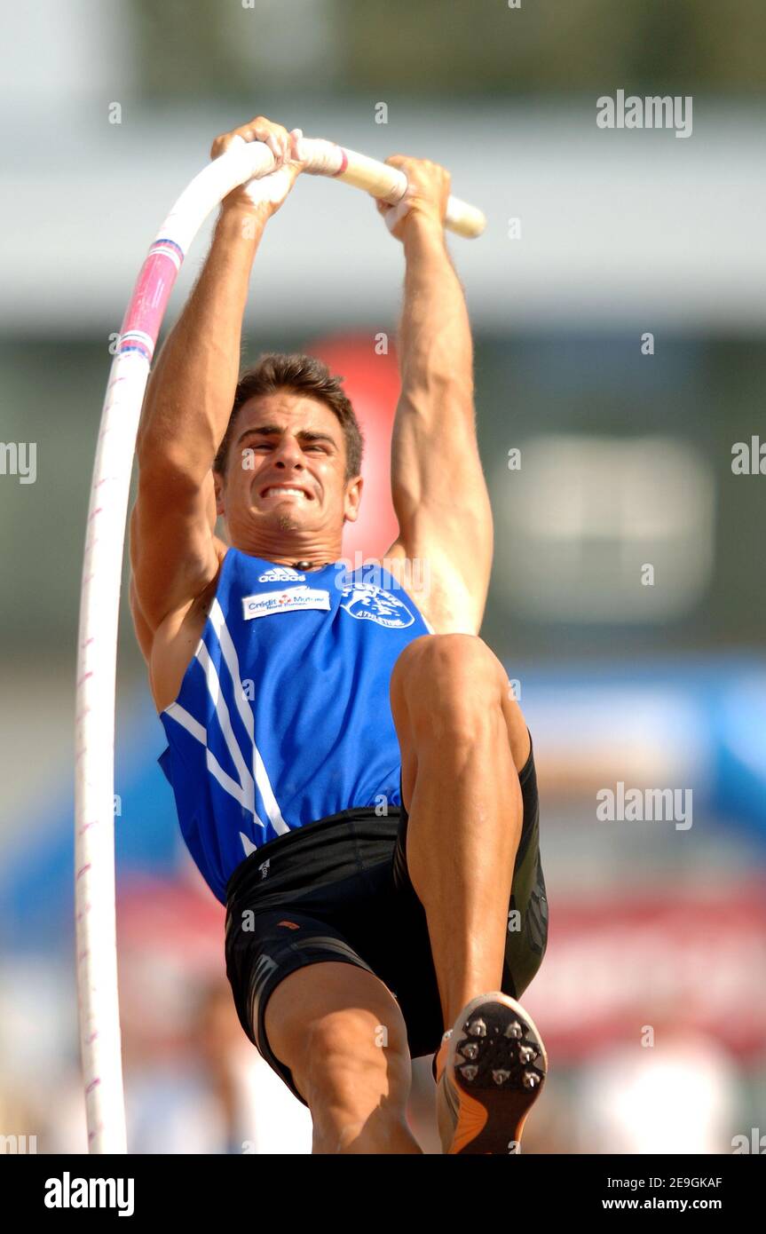 France's Romain Barras competes on pole vault decathlon during the ...