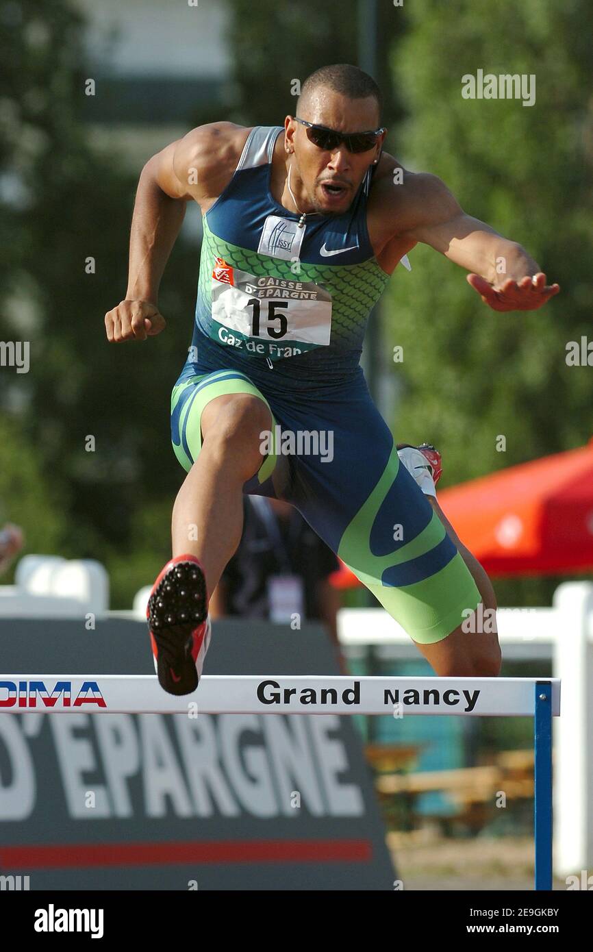 France's Naman Keita peromrs on men's 400 meters hurdles during French ...