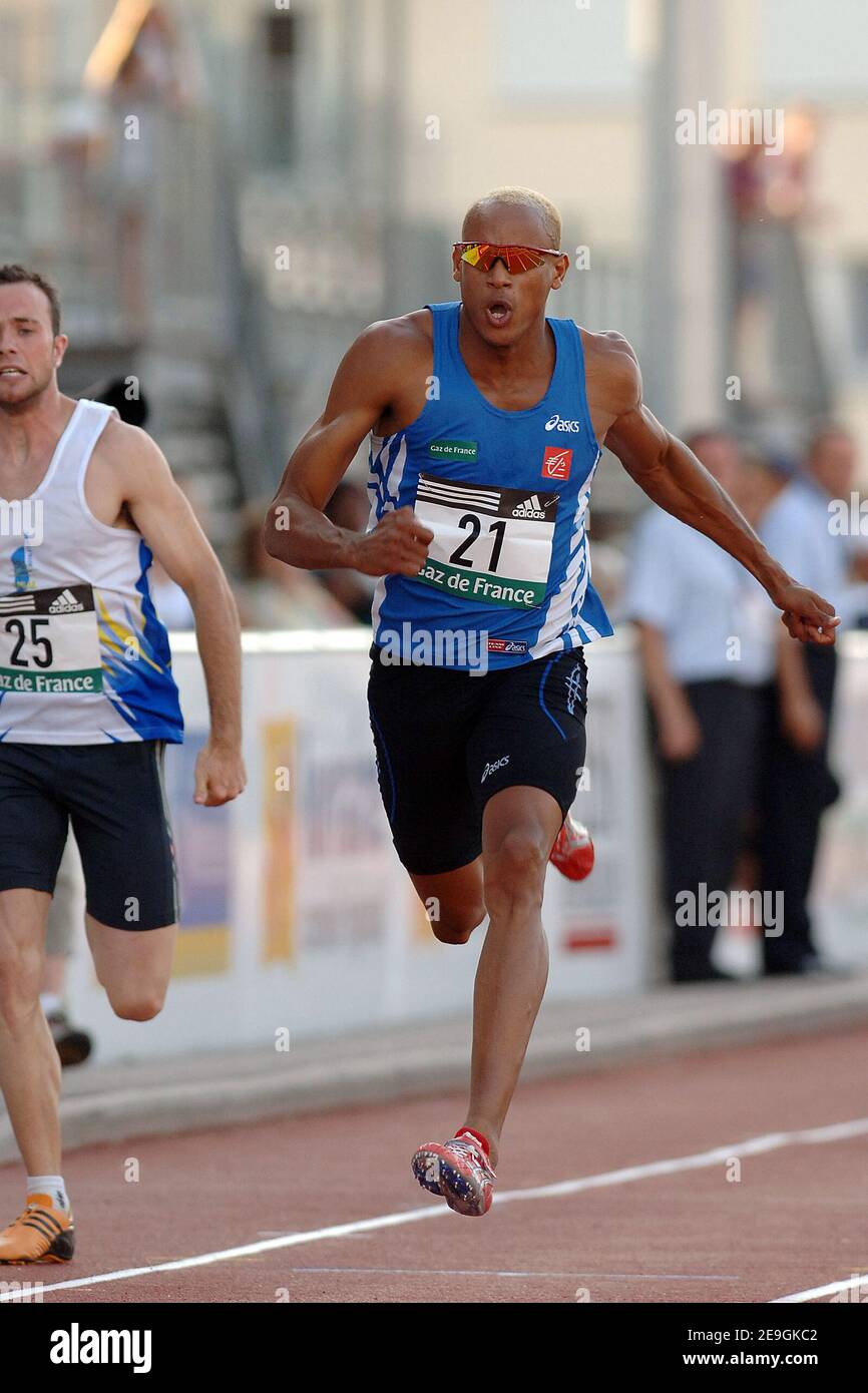 France's Marc Raquil competes on men's 200 meters during French track ...