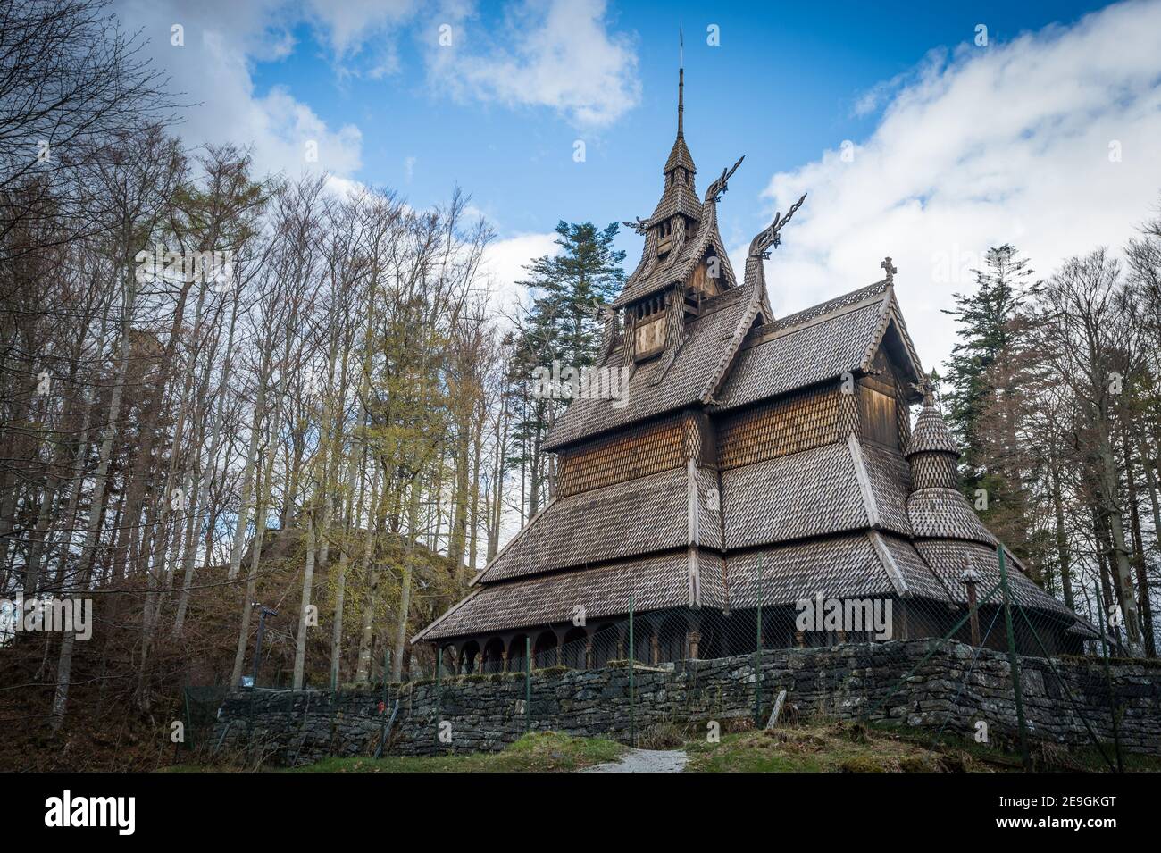 Fantoft Stavkirke (Stave Church), Fantoftveien, Bergen, Norway Stock ...