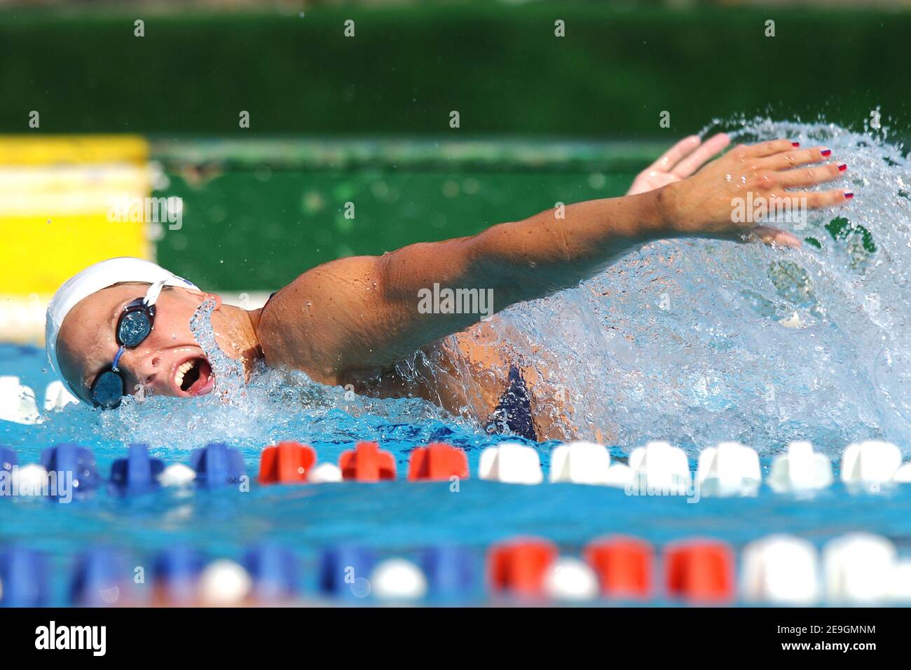 France's Sarah Bey is training during the european swimming ...
