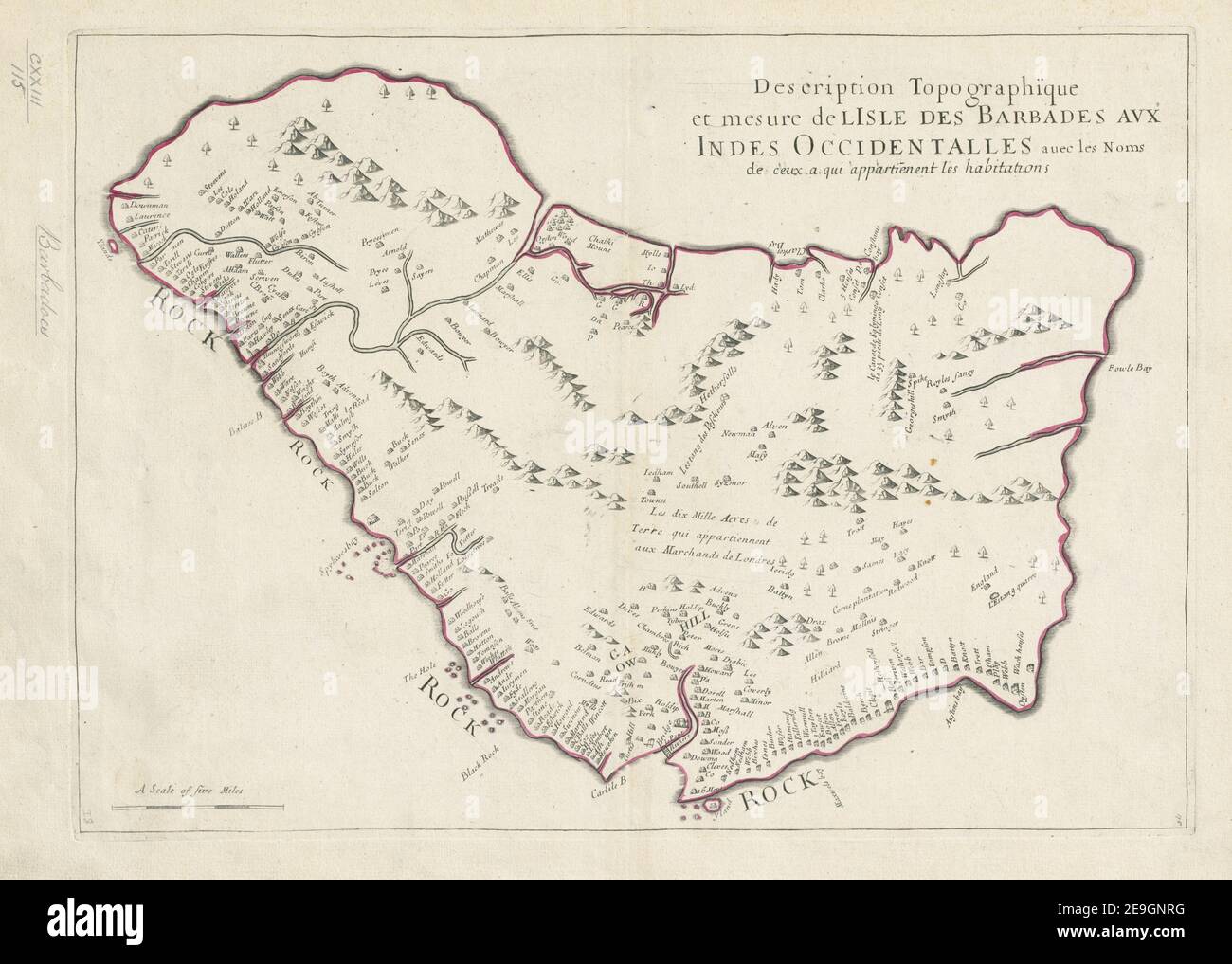 Description TopographiÃàque et mesure de LISLE DES BARBADES AUX INDES ...