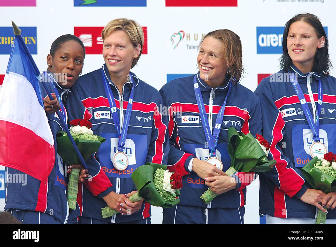 France's team with Malia Metella, Celine Couderc, Alena Popchanka and ...