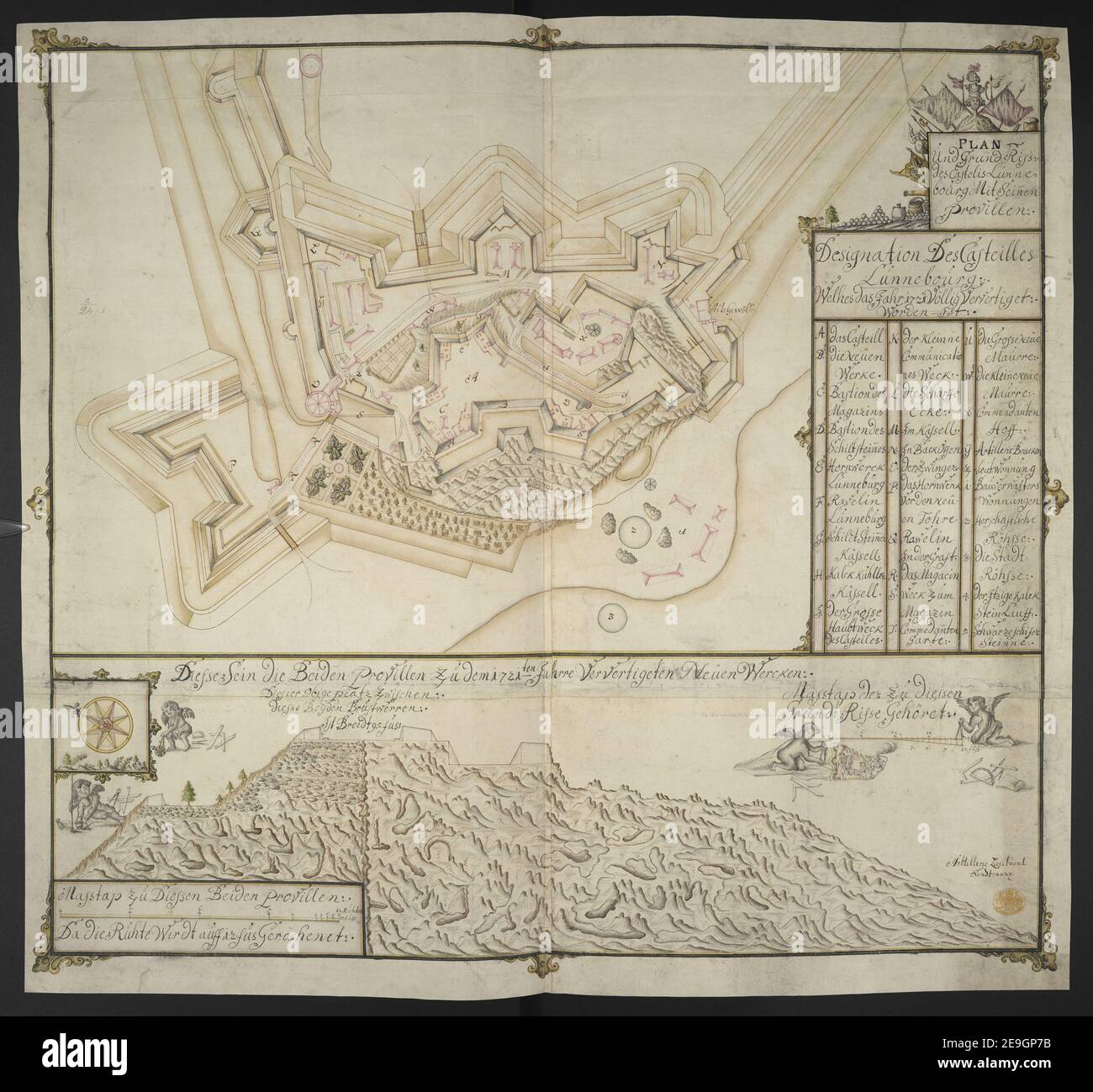 PLAN Und Grund Riss des Castelis LuÃànnebourg Mit Seinem Provillen ...