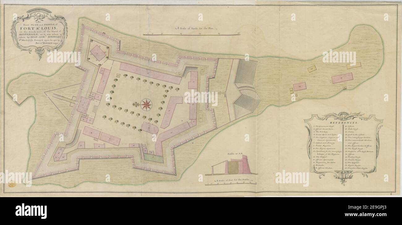 An Exact PLAN, and PROFILE, of FORT ST. LOUIS, on the South side, of ...