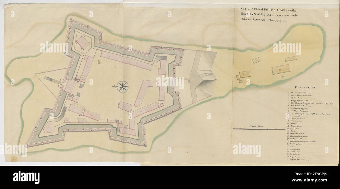 An Exact Plan of FORT St. LOUIS on the Island of HISPANIOLA as it was ...