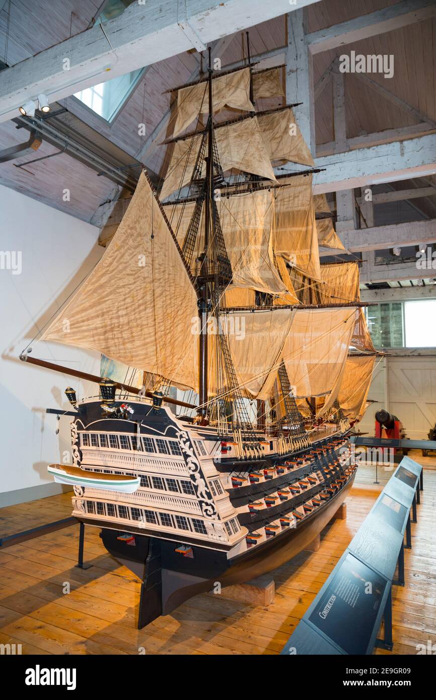 A scale model of HMS Victory at the historic dockyards in Chatham ...