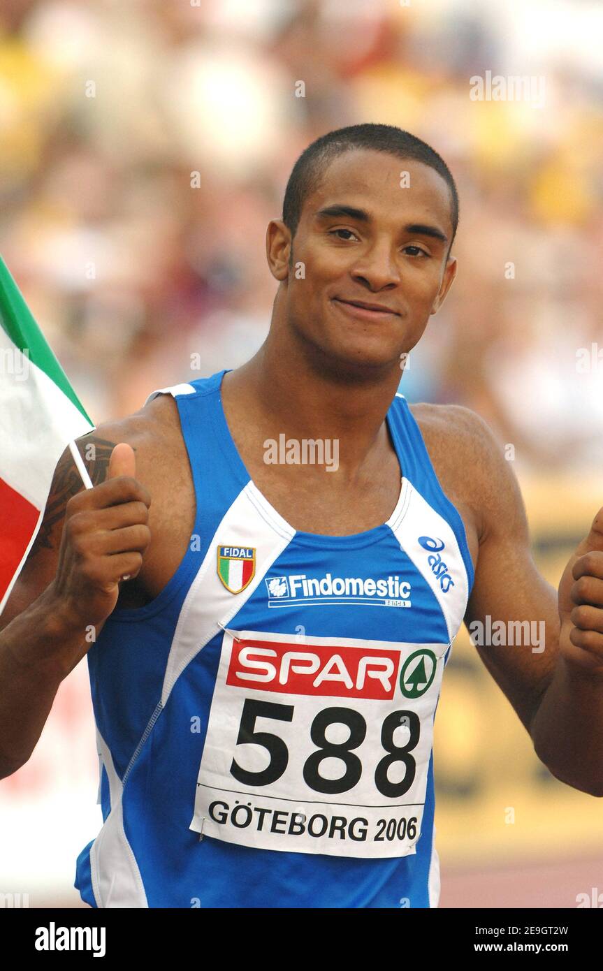 Italy's Andrew Howe celebrates after winning the Men's Long Jump at the ...