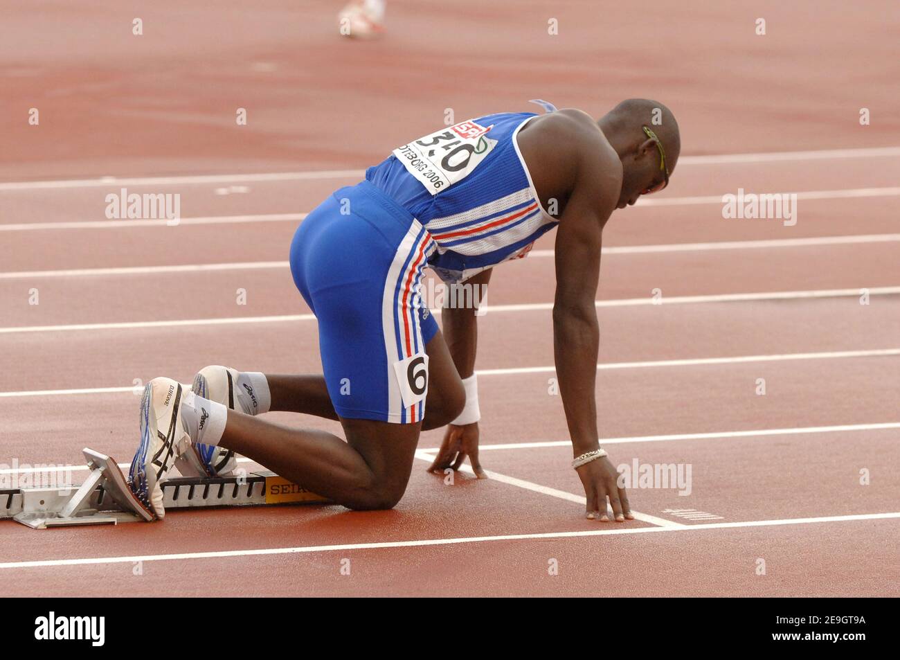 France's Leslie Djhones performes on his 400 meters men semi-finale ...