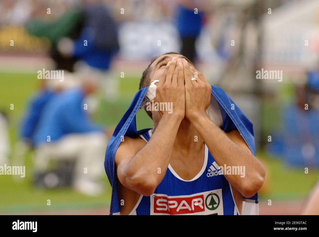 France's Mehdi Baala celebrates his victory on 1500 meters final during ...