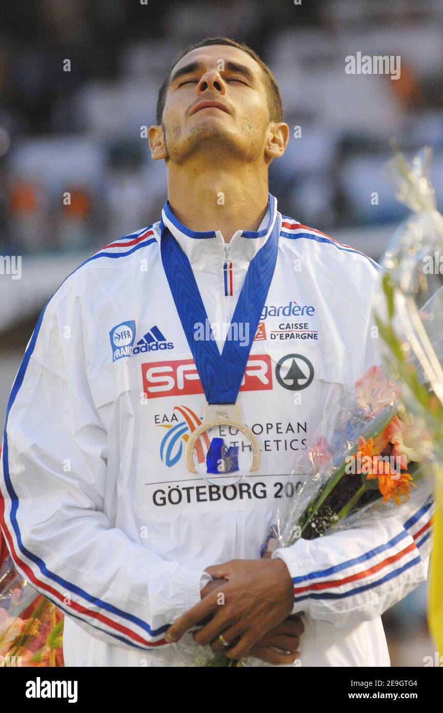 Frances mehdi baala celebrates gold in the 1500m hi-res stock ...