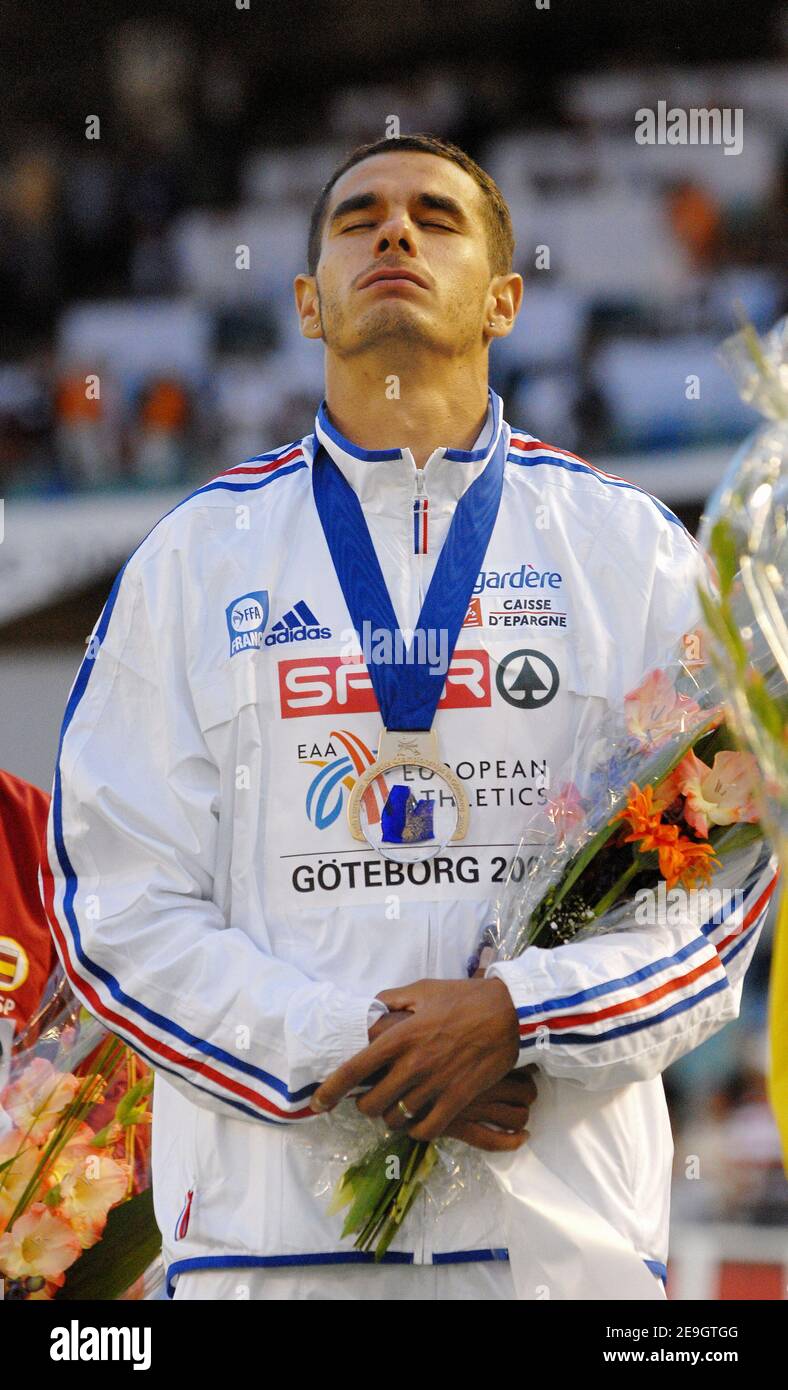 Frances mehdi baala celebrates gold in the 1500m hi-res stock ...