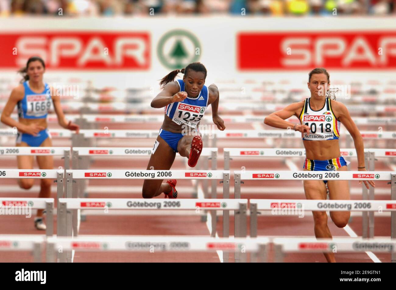 France's Reina-Flor Okori competes on 100 meters hurdles women heat ...