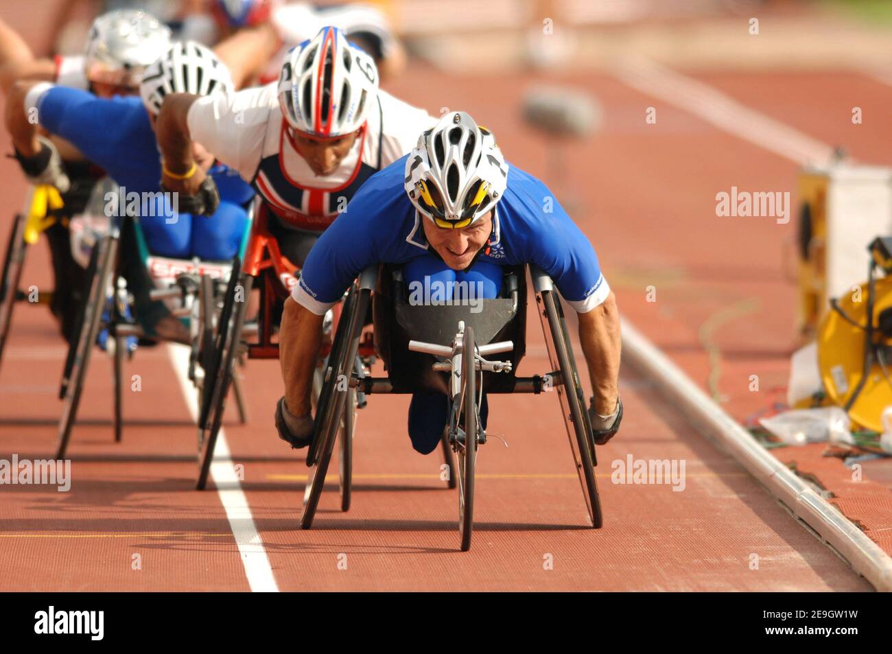 France's Alain Fuss and Eric Teurnier compete on 1500 meters wheelchair ...