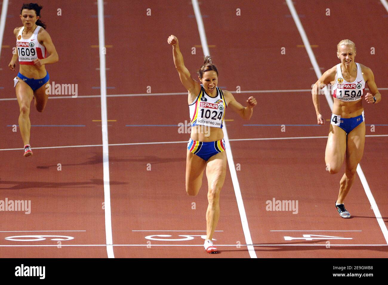 Kim Gevaert of Belgium celebrates as she wins gold during the Women's ...