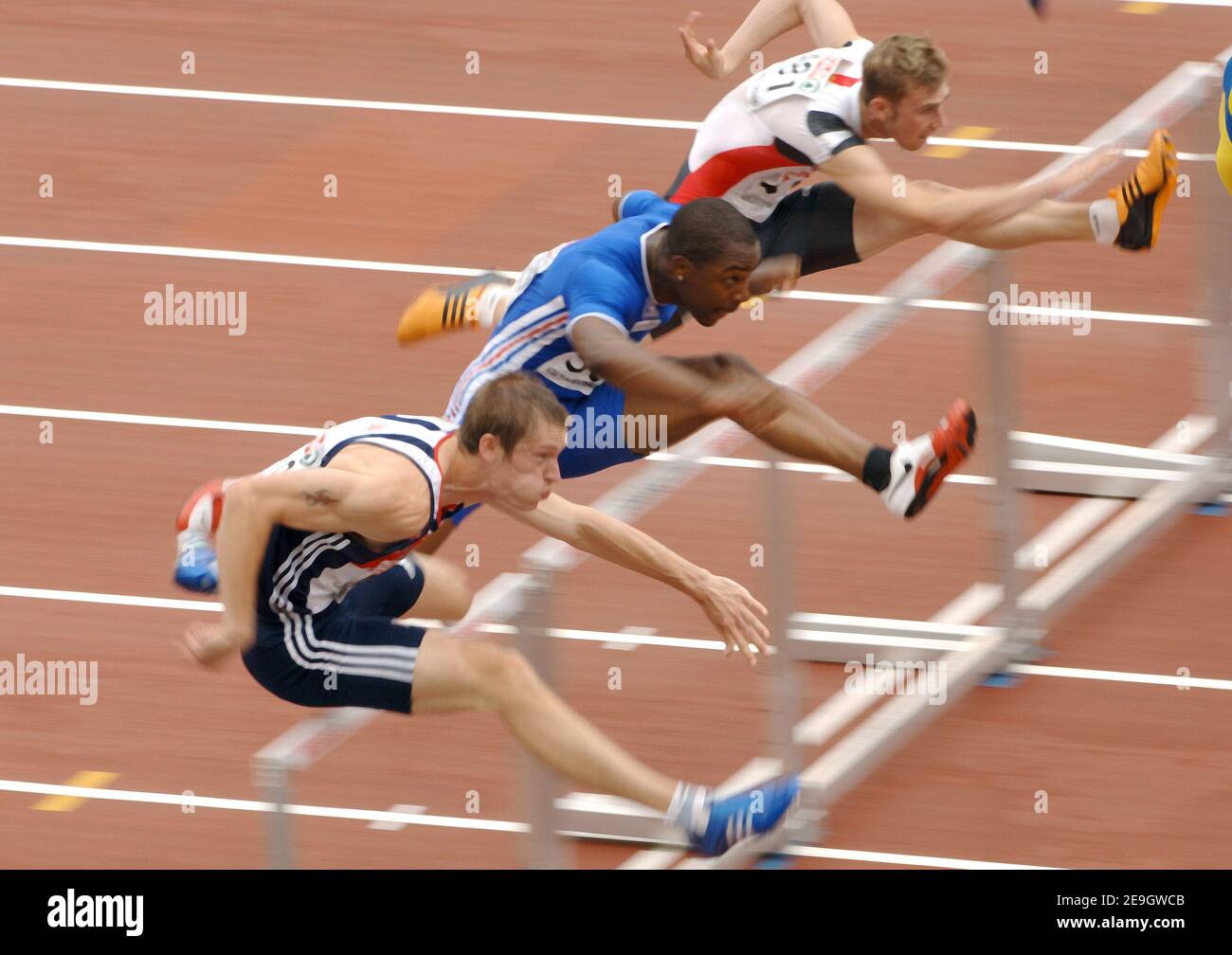 France's Cedric Lavanne competes during the Men's 110m Hurdles semi ...