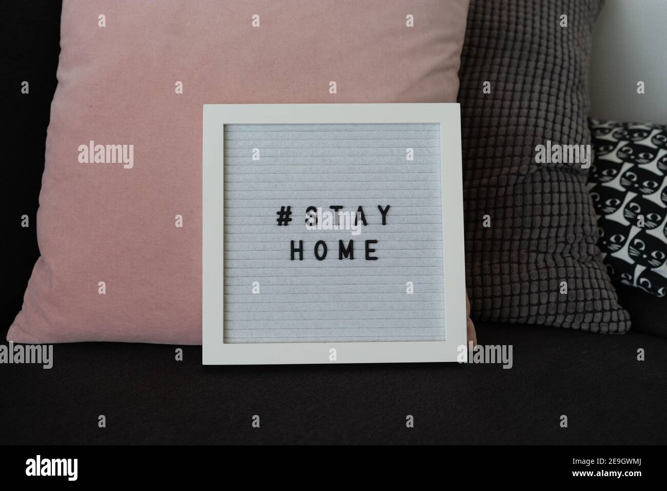 COVID-19 Coronavirus "STAY HOME" viral social media message sign with ...