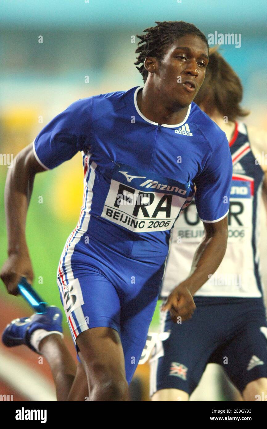 France's team with Yannick Fonsat competes on men's 4x400 meters relay ...