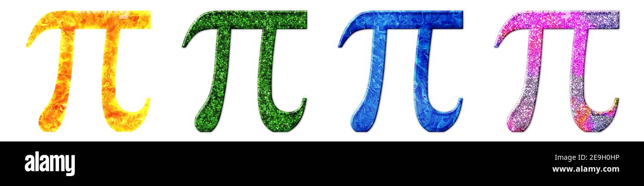 Illustration of four Pi symbols composed of colorful vibrant textures ...