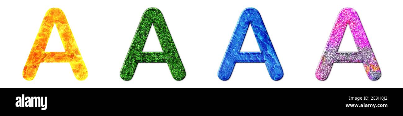 Isolated illustration of four "A" letters composed of colorful vibrant ...