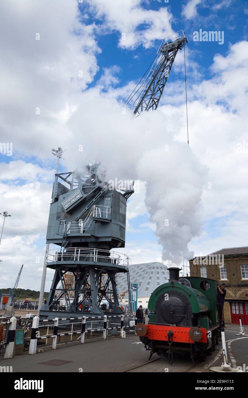 Large vintage ship building / shipbuilding crane with World War II era ...