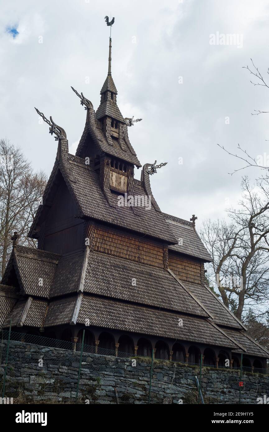 Fantoft Stavkirke (Stave Church), Fantoftveien, Bergen, Norway Stock ...