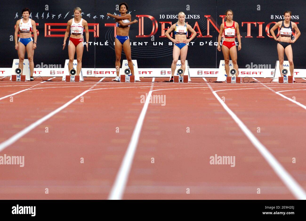 France's Christine Arron on start at the 100 meters Women's of the ...