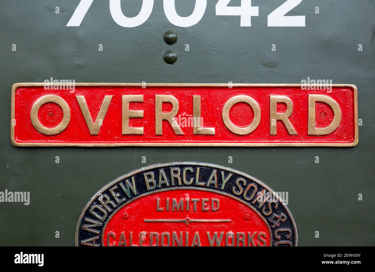 Name plate / nameplate of 'Overlord' a small diesel locomotive train ...
