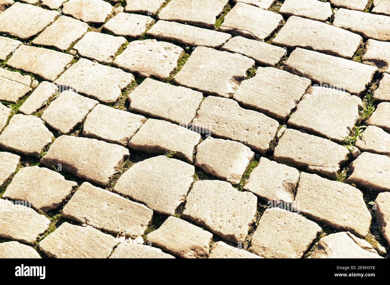 High angle shot of an old cobble pavement captured in dayligh Stock ...