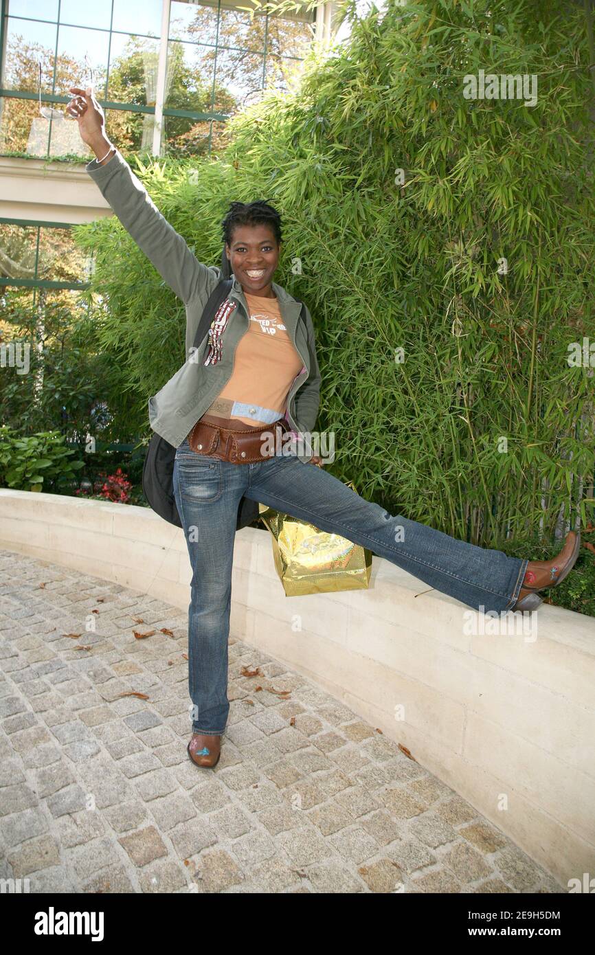 Singer Princess Erika arrives at the Pavillon Gabriel in Paris to ...