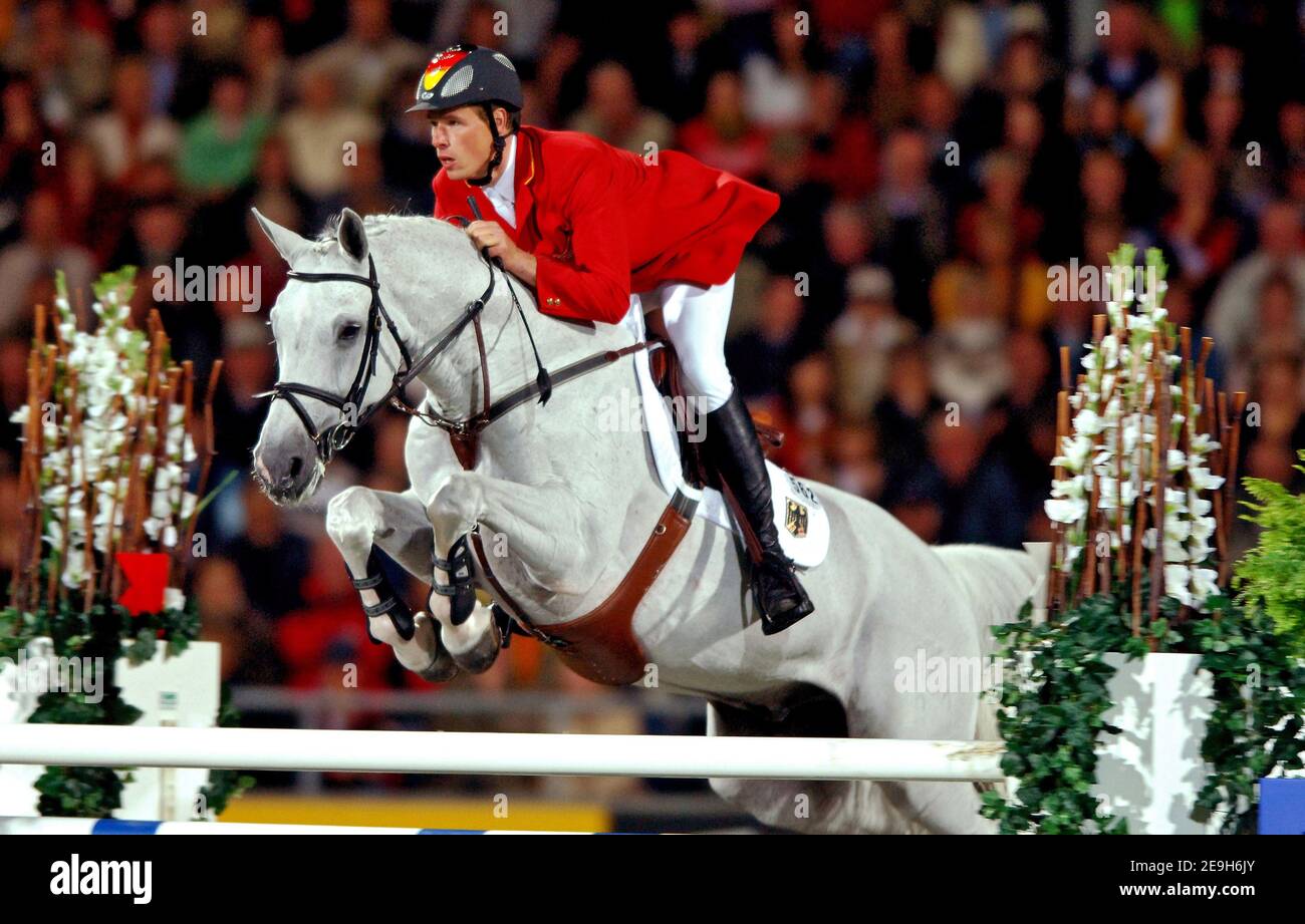 Germany's Christian Ahlmann on his horse 'Coster' during the jumping ...