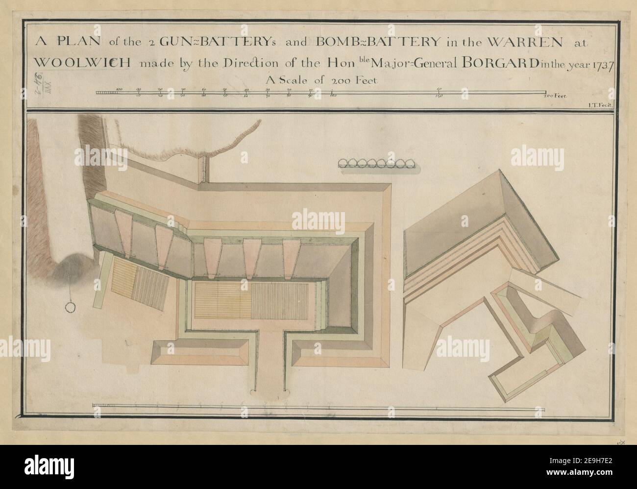 A PLAN of the GUN BATTERYs and BOMB BATTERY in the WARREN at WOOLWICH ...