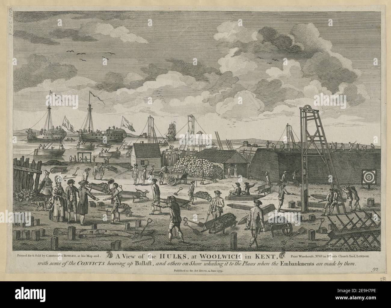 A View of the HULKS, at WOOLWICH in KENT, with some of the CONVICTS ...