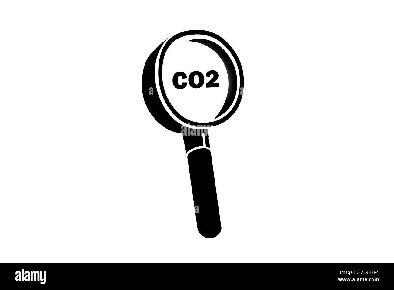 Illustration of a magnifying glass with CO2 for climate protection ...