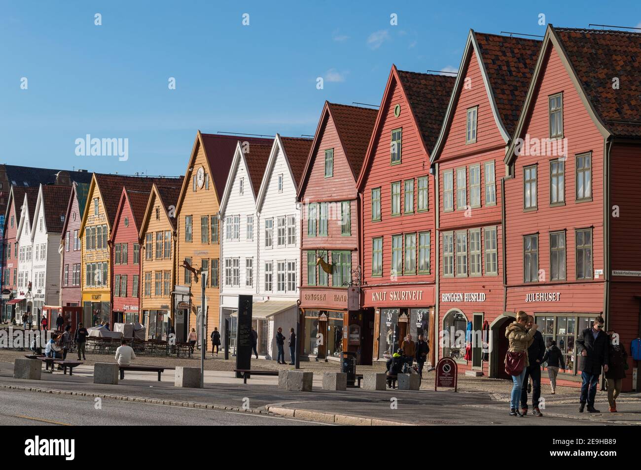 The historic wooden buildings of Bryggen, Bergen, Norway Stock Photo ...