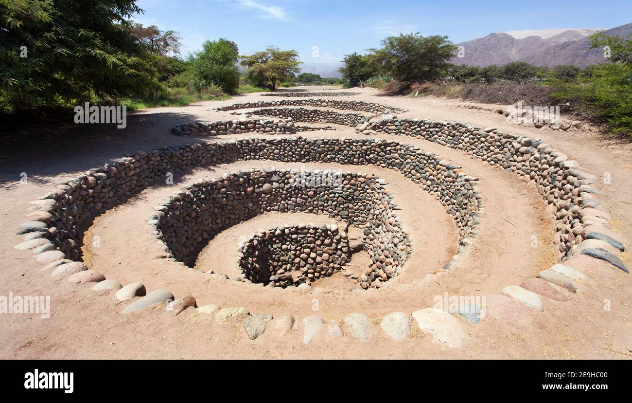 Cantalloc Aqueduct in Nazca or Nazca town, spiral or circle aqueducts ...